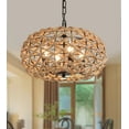Free Shipping! Q&S Boho Chandelier,Rustic Rattan Basket Woven Hemp Rope ...