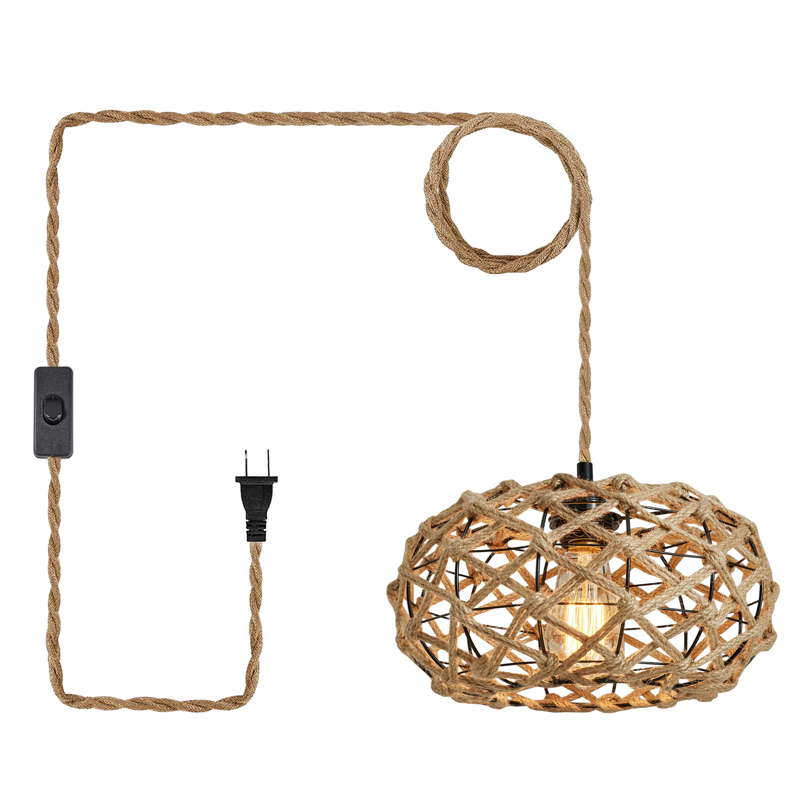 Swag Style Hemp Rope Hanging Pendant Lamp - Walmart.com