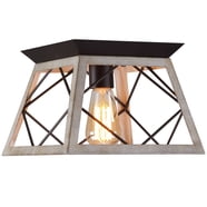 BESTOMINE 3-Light Flush Mount Ceiling Light Fixture, Rustic Farmhouse ...