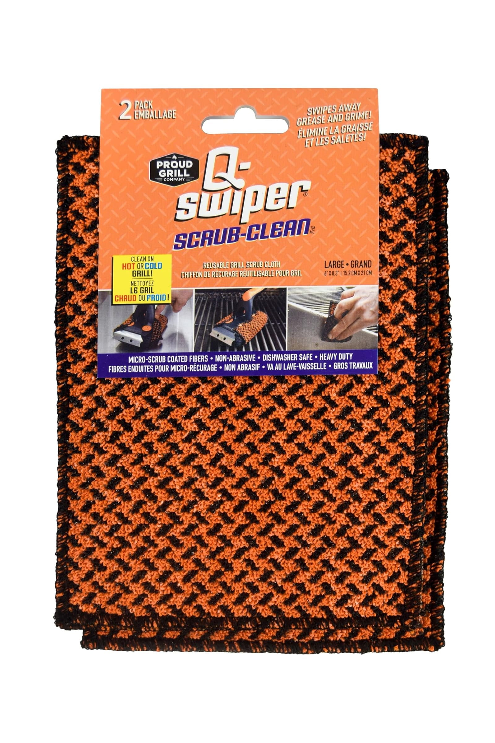 Q-Swiper Scrub-Clean Reusable Grill Cleaning Cloth - 2 Pack | Large Non ...