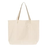 Q-Tees - 34.6L Large Canvas Deluxe Tote - Q1500 - Natural/ Natural ...