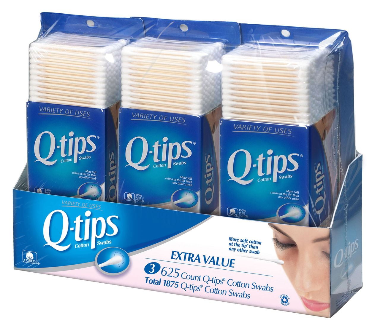 Q Tip Brand - 3 Pack of 625 Ct. Cotton Swabs - Walmart.com