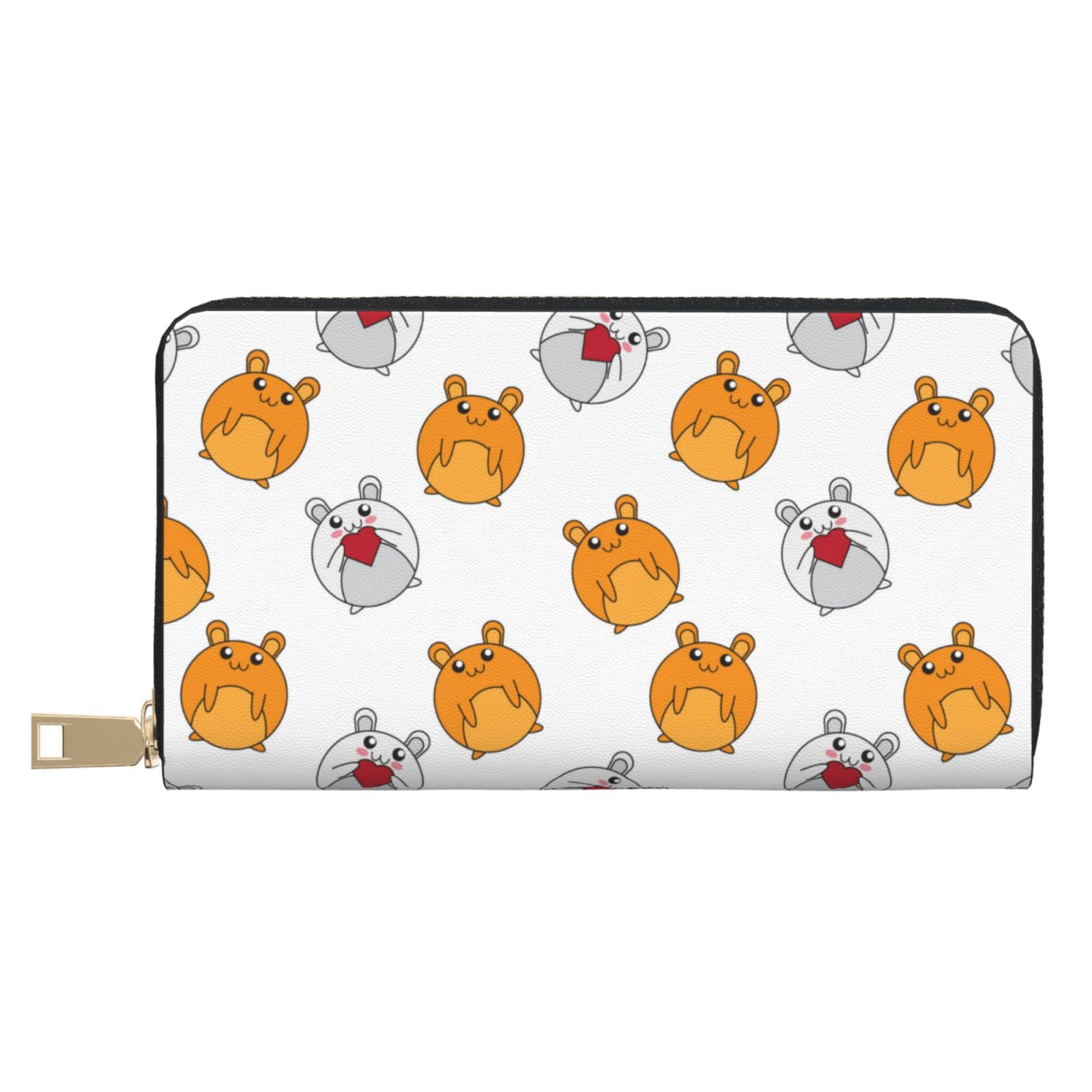 Q Version Of Cute Hamster Love Wallet Women, Leather Bifold Multi Card ...