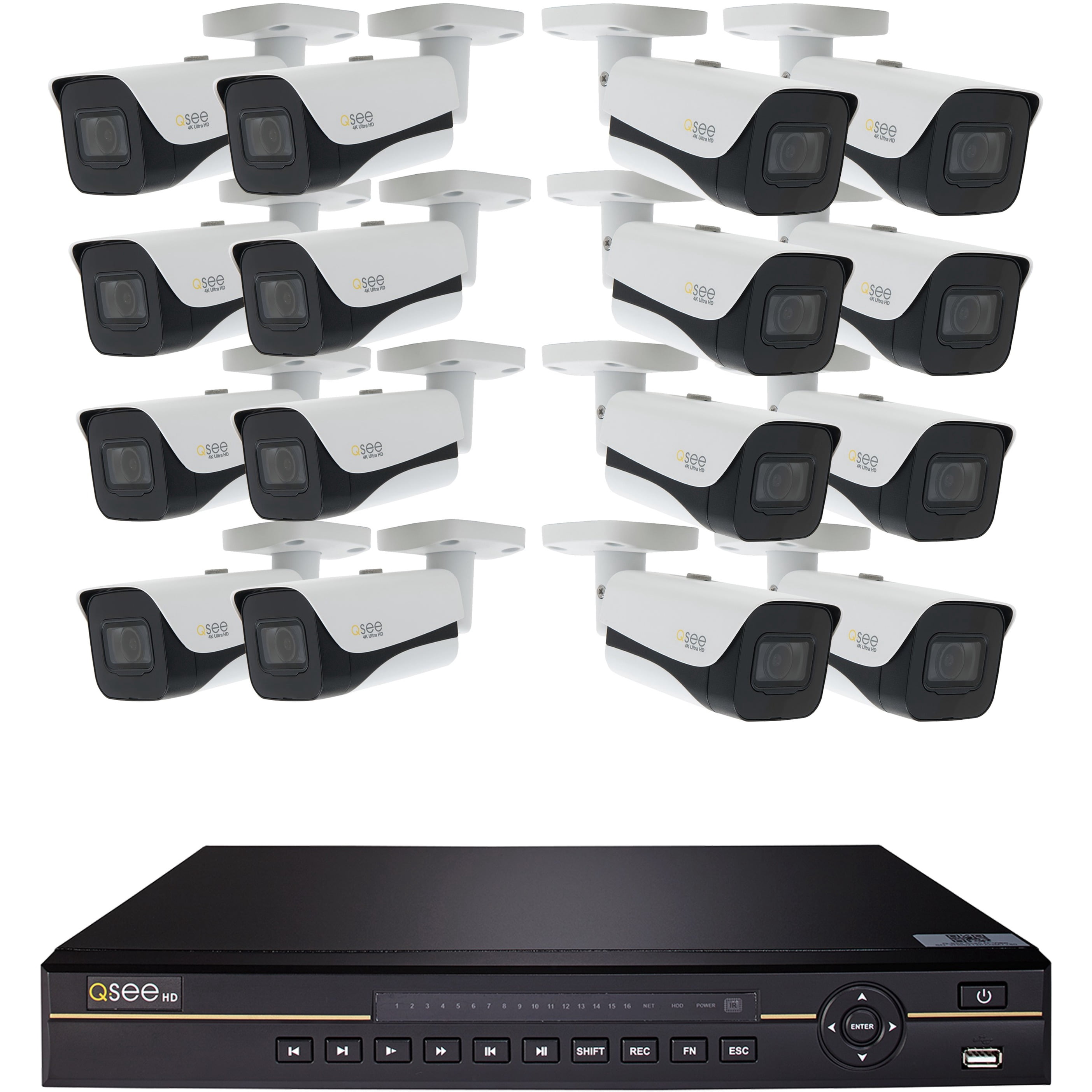 Q-see 16 Channel 4K UHD NVR & Bullet Cameras Set with 2TB Drive QC826 ...