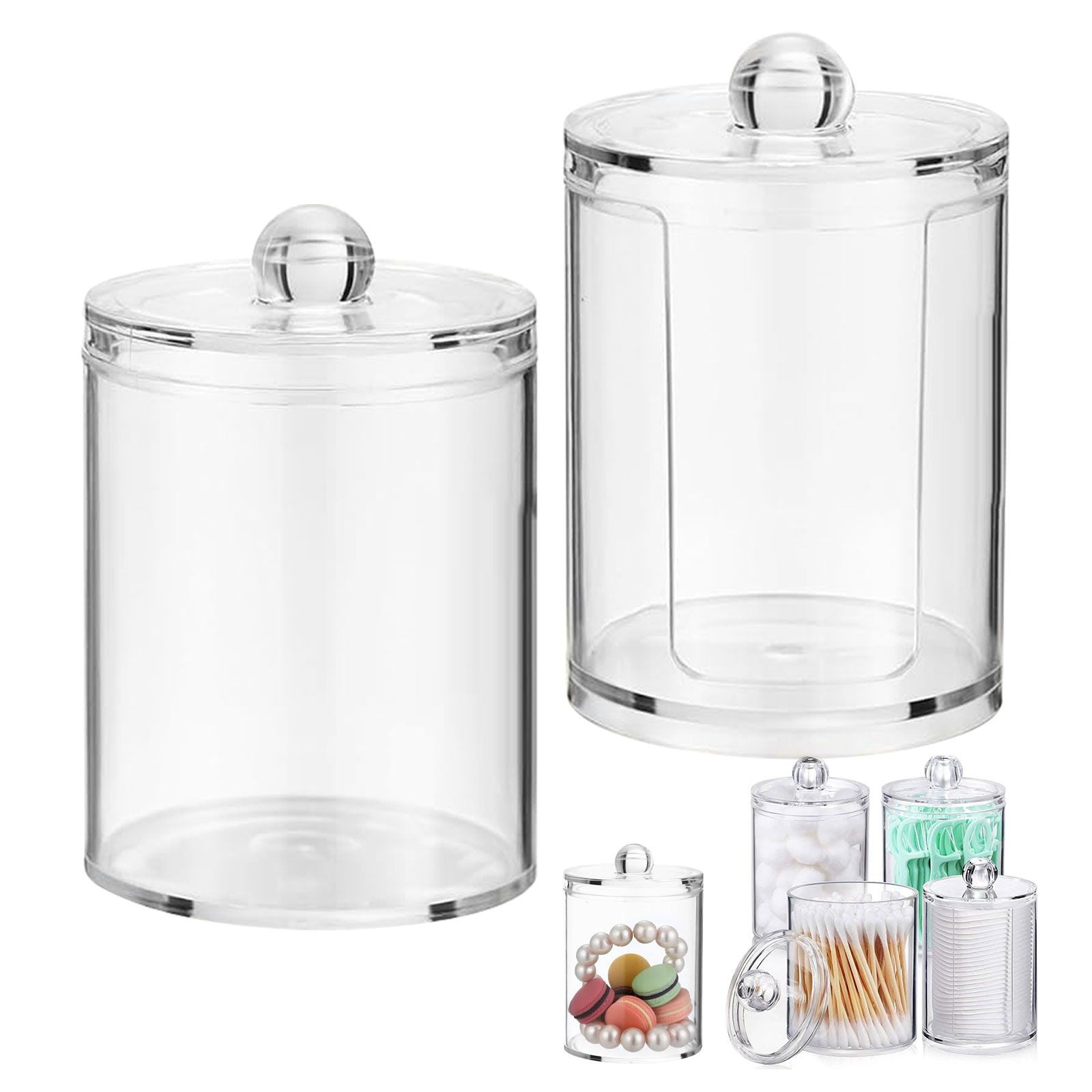 Q tip Holder Dispenser for Cotton Ball, 27.5 oz Clear Plastic ...