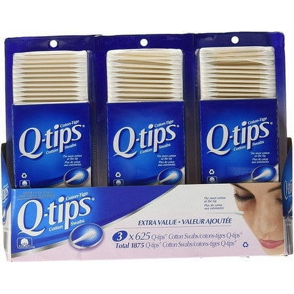 Q-tips Cotton Swabs, 625 Count, 3 Pack, 100% Pure Cotton, Imported from ...