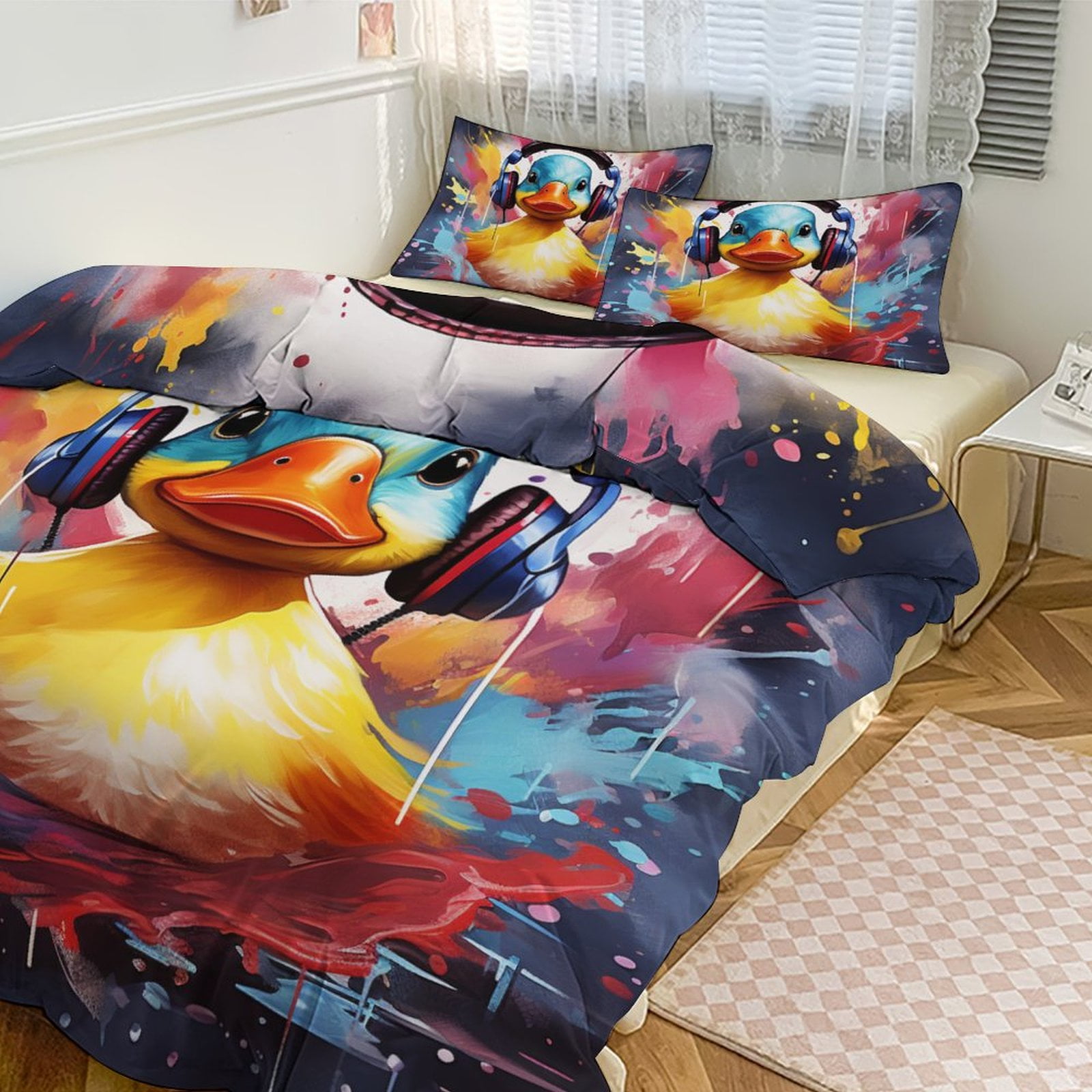 Q-version Funny Little Yellow Duck Bedding Sets Twin Duvet Cover 3 ...