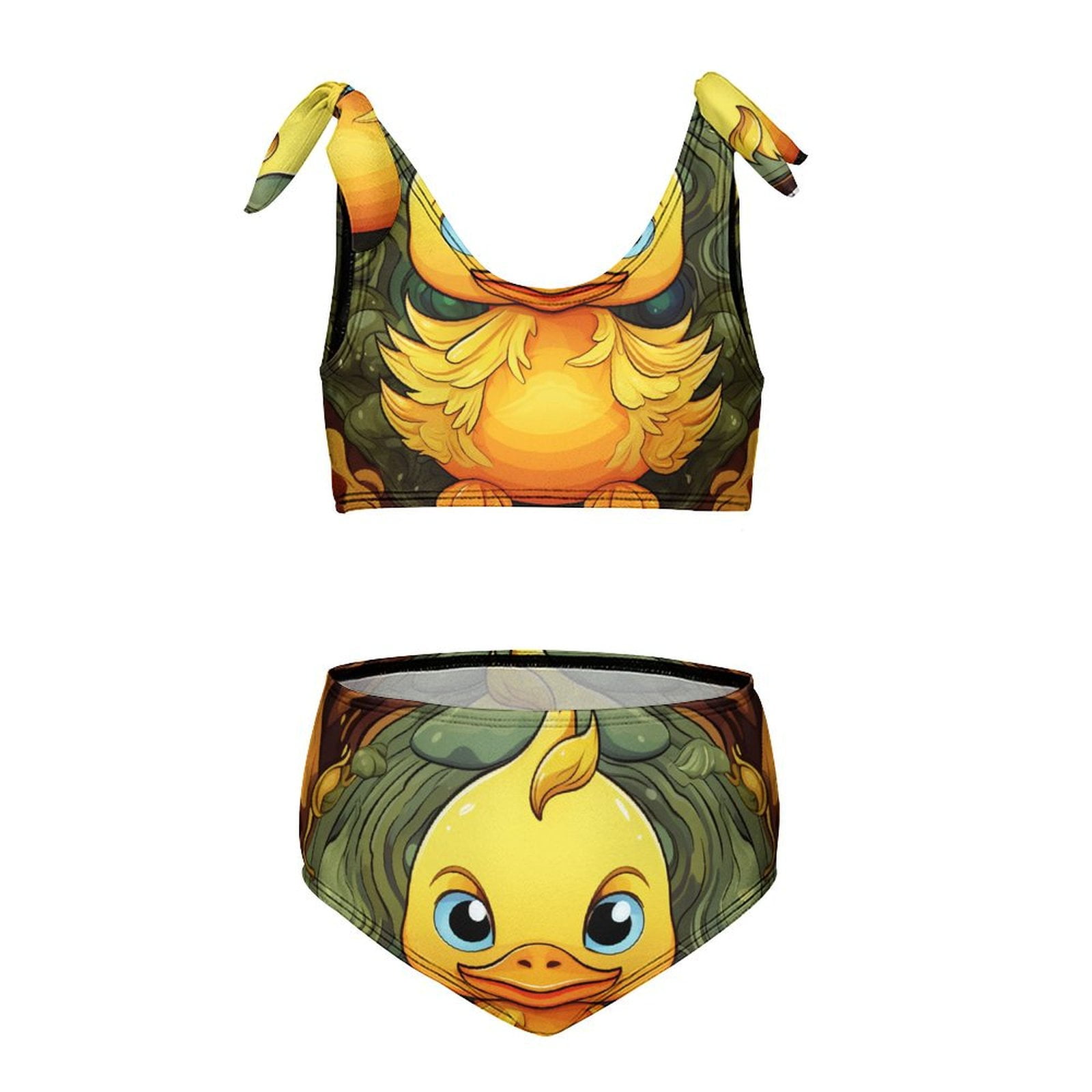 Q-version Funny Little Yellow Duck Girls' beach sports two-piece ...