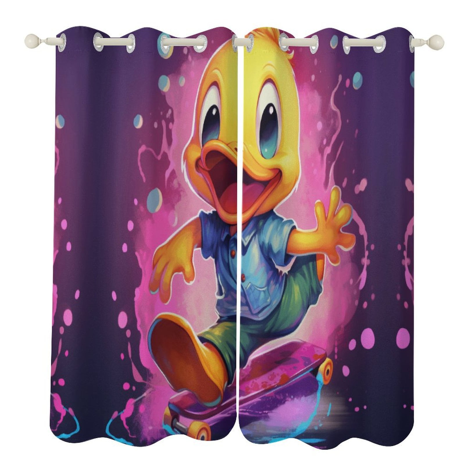 Q-version Funny Little Yellow Duck Modern Window for Living Room ...