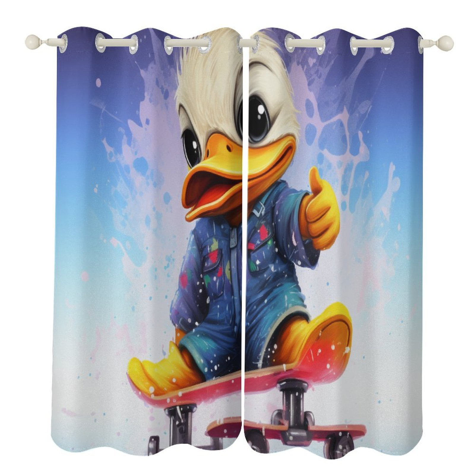 Q-version Funny Little Yellow Duck Modern Window for Living Room ...