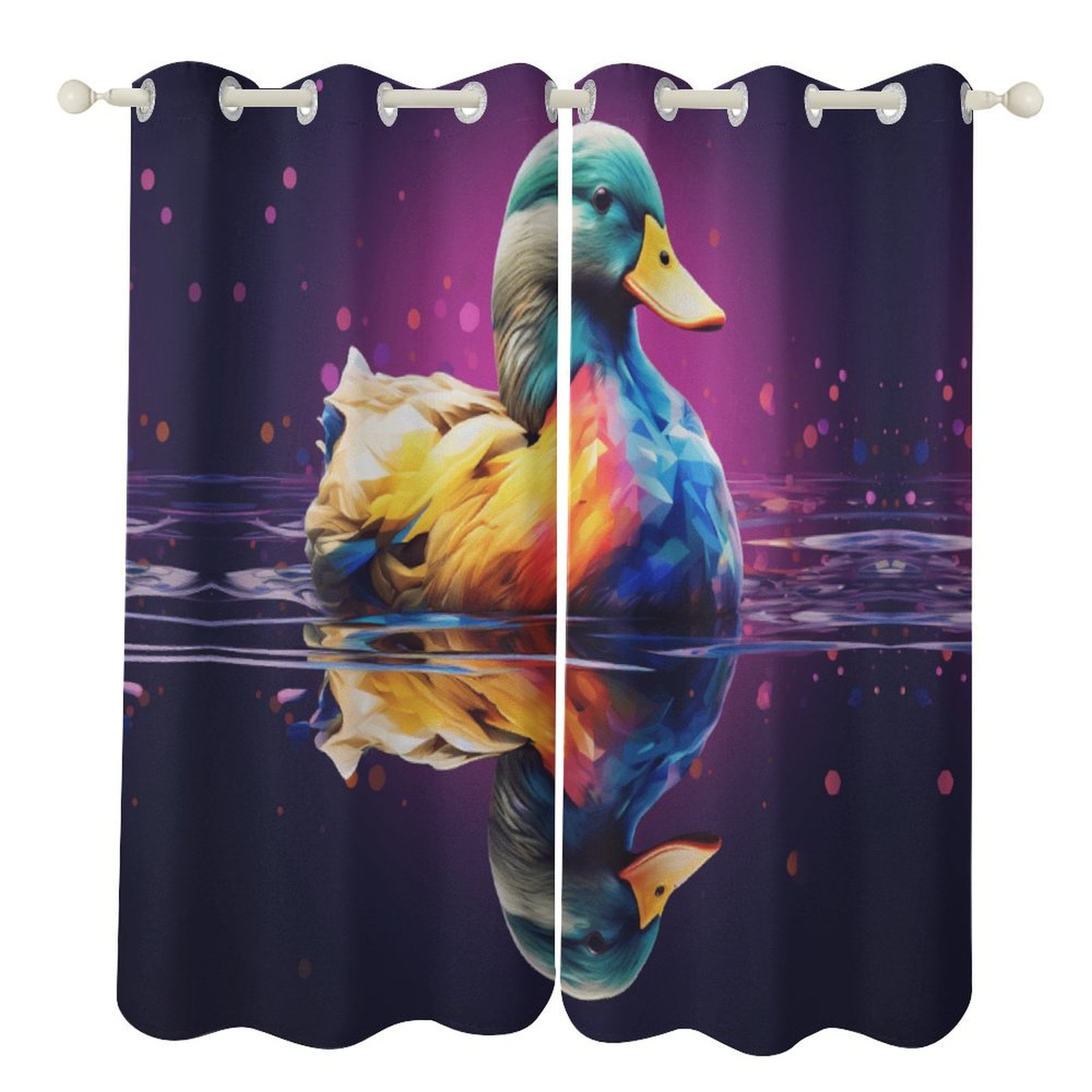 Q-version Funny Little Yellow Duck Modern Window for Living Room ...