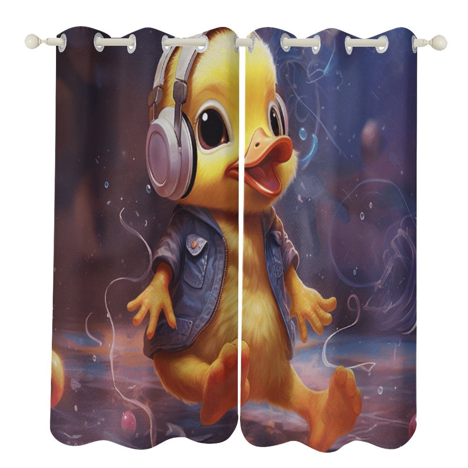 Q-version Funny Little Yellow Duck Modern Window for Living Room ...
