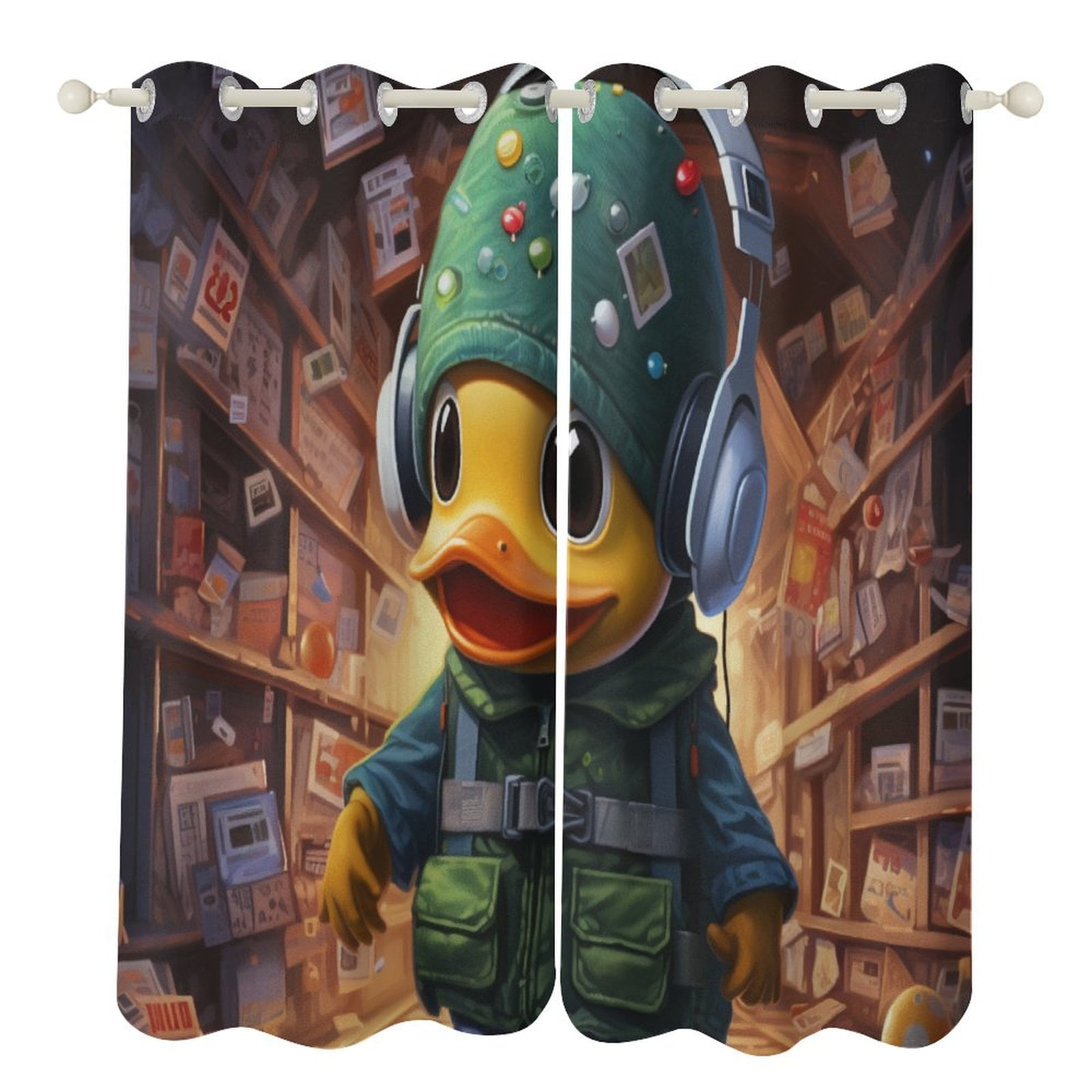 Q-version Funny Little Yellow Duck Modern Window for Living Room ...