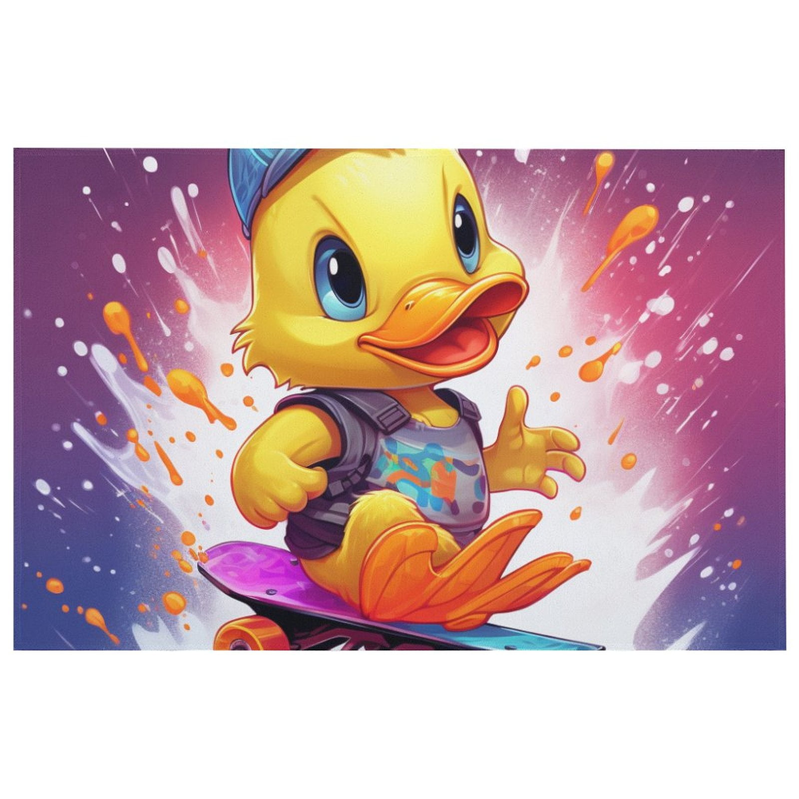 Q-version Funny Little Yellow Duck Rug - for Living Room, Bedroom, And ...