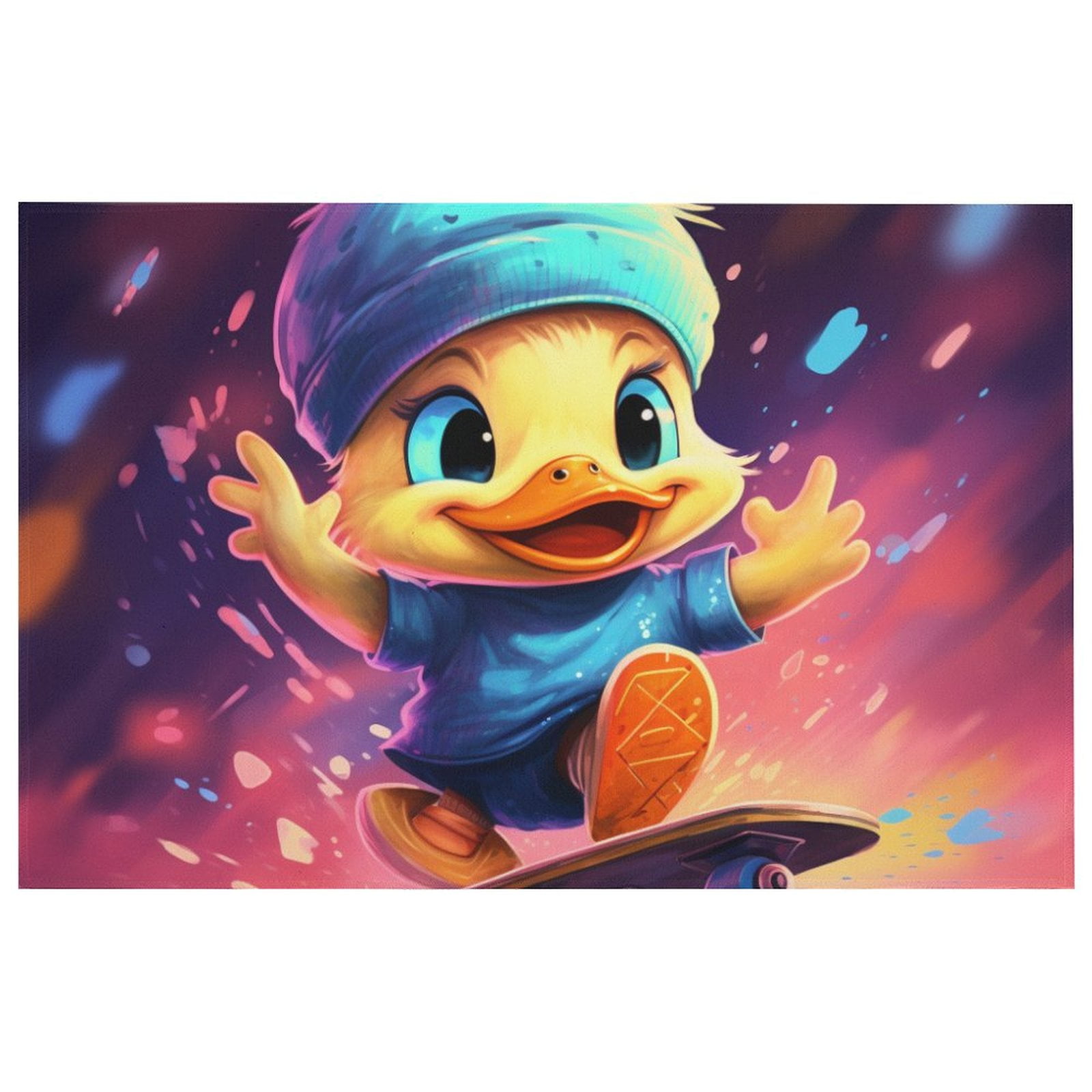 Q-version Funny Little Yellow Duck Rug - for Living Room, Bedroom, And ...