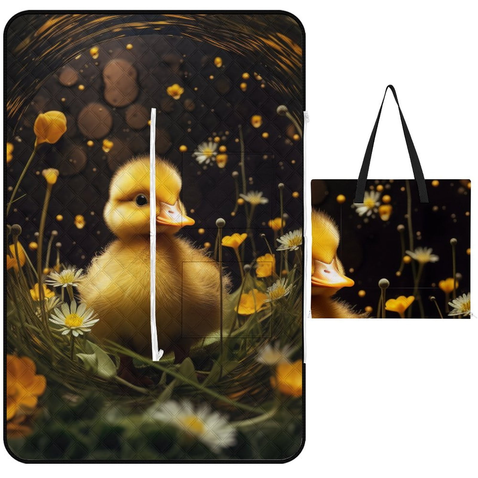 Q-version Funny Little Yellow Duck Waterproof Picnic Blanket with ...