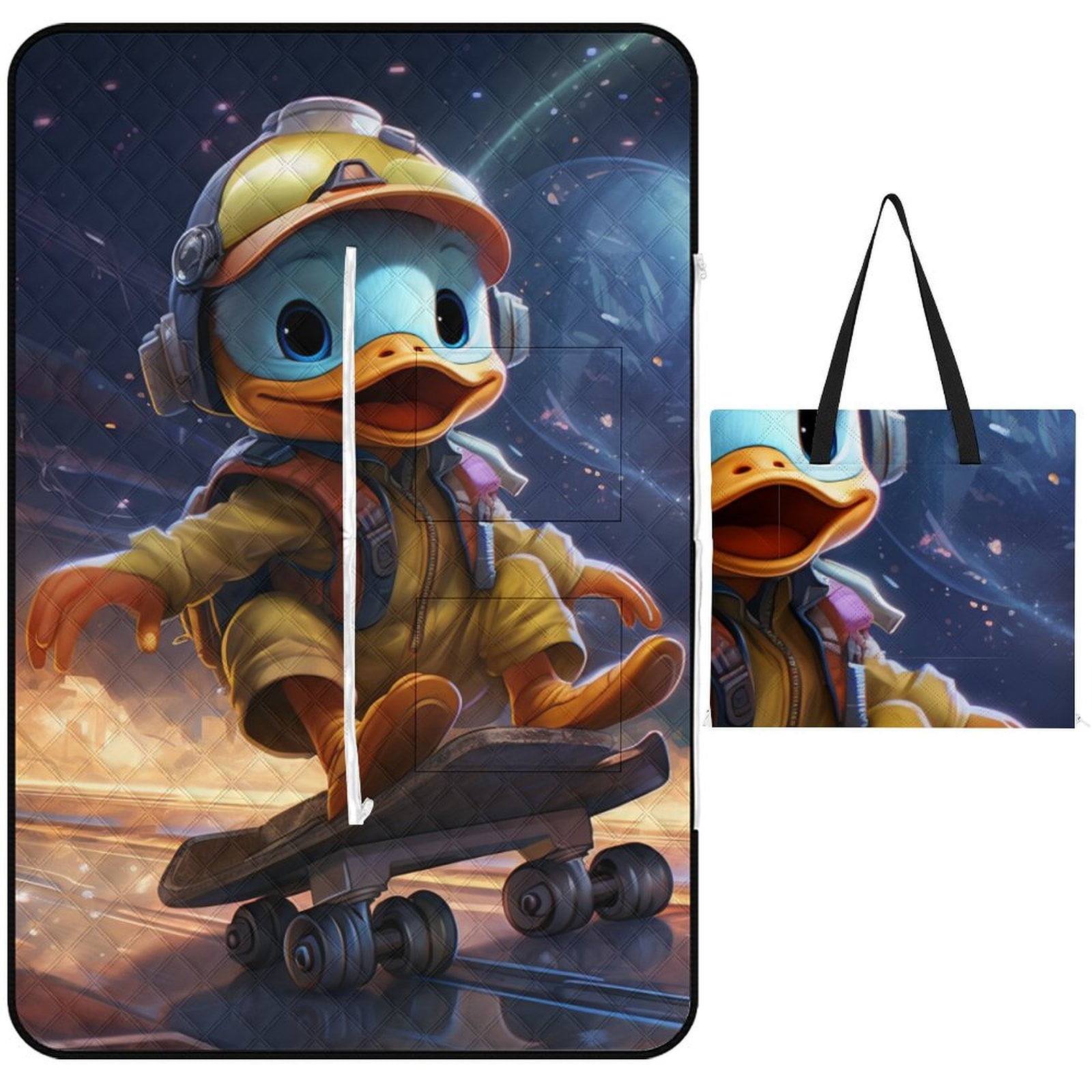 Q-version Funny Little Yellow Duck Waterproof Picnic Blanket with ...