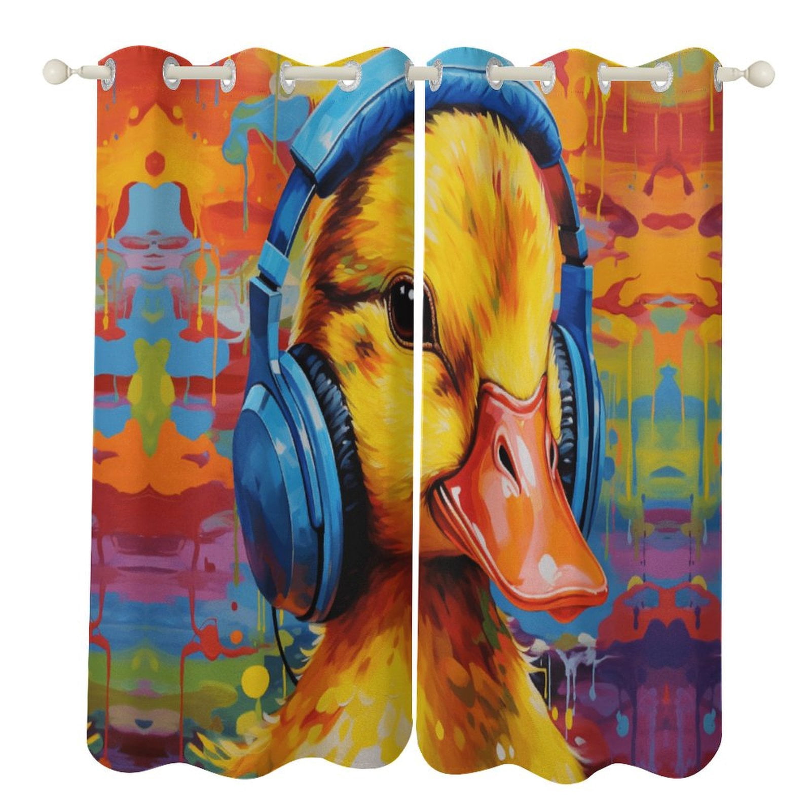 Q-version Funny Little Yellow Duck Window Curtain Panels Grommet ...
