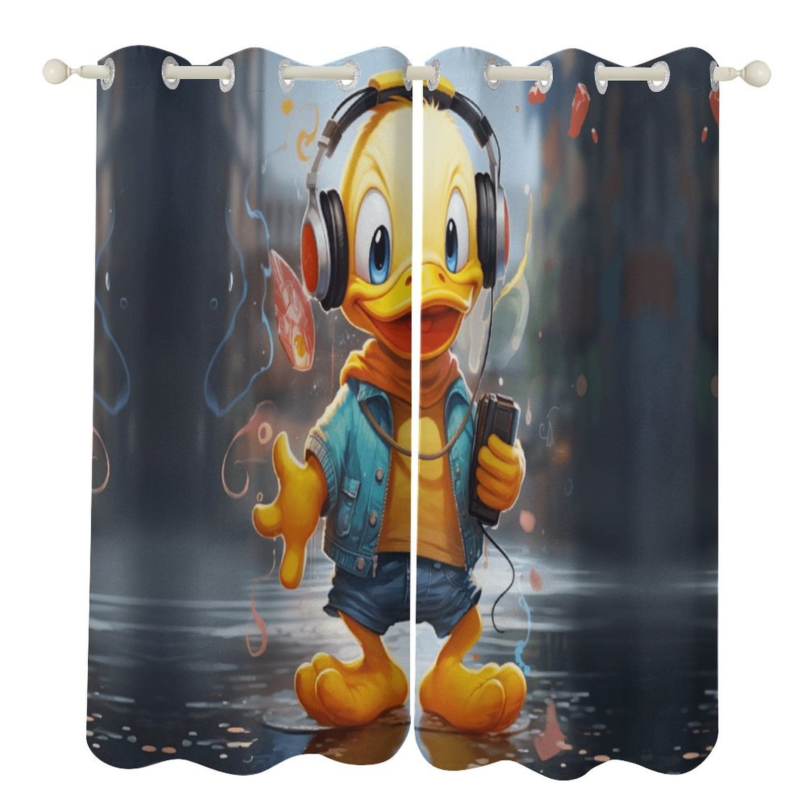 Q-version Funny Little Yellow Duck Window Curtain Panels Grommet ...