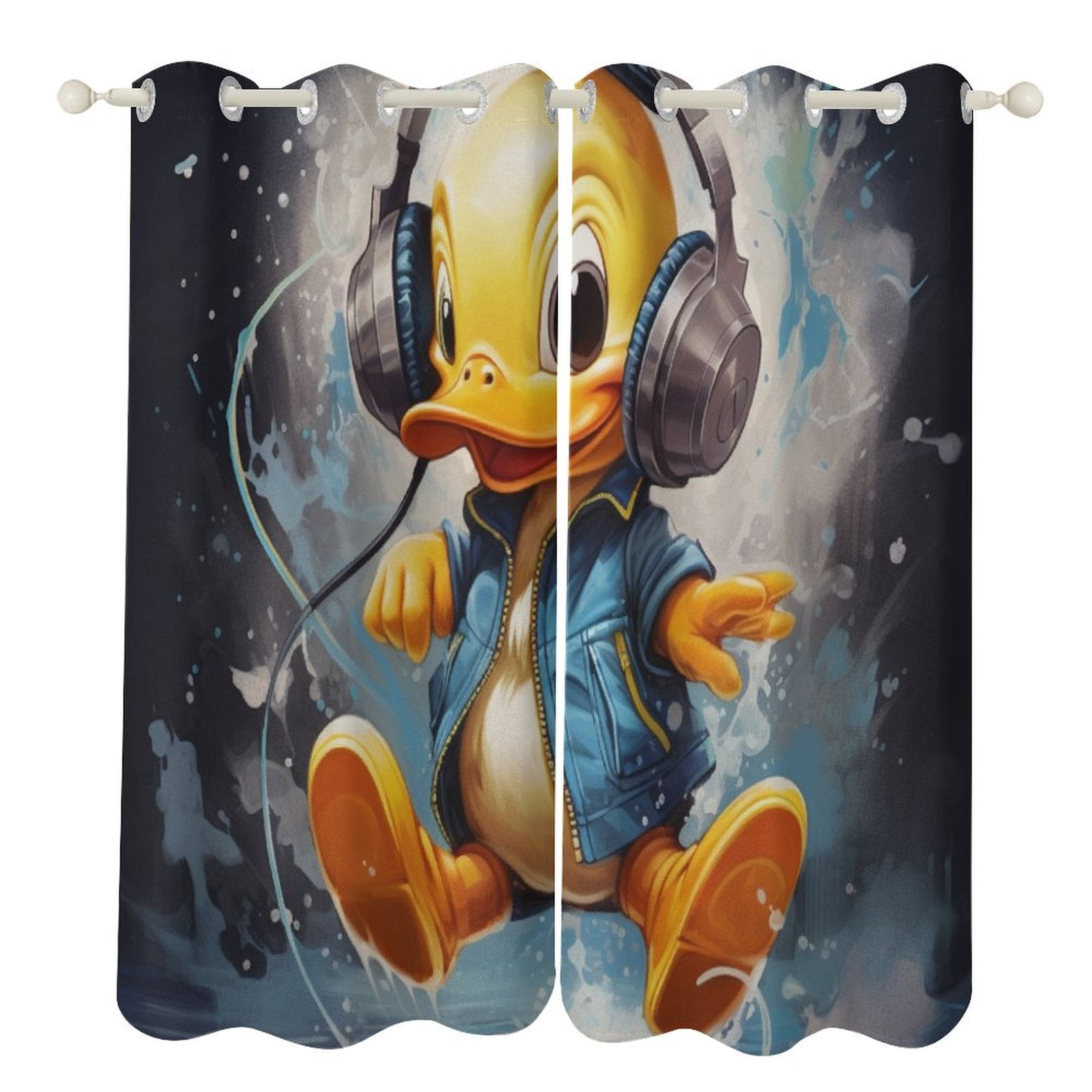Q-version Funny Little Yellow Duck Window Curtain Panels Grommet ...