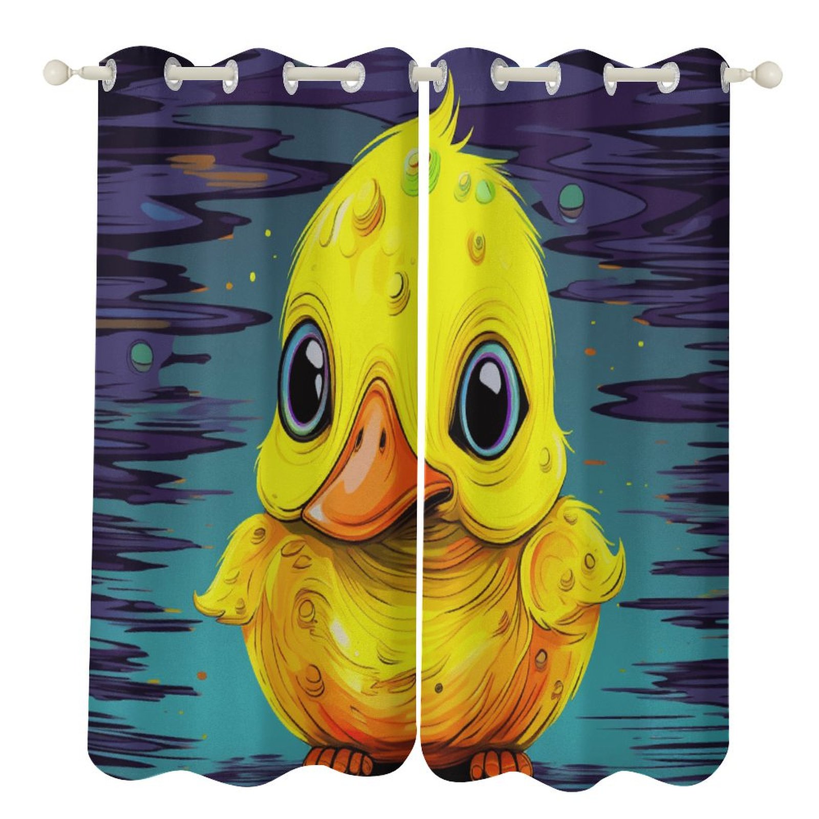 Q-version Funny Little Yellow Duck Window Curtain Panels Grommet ...