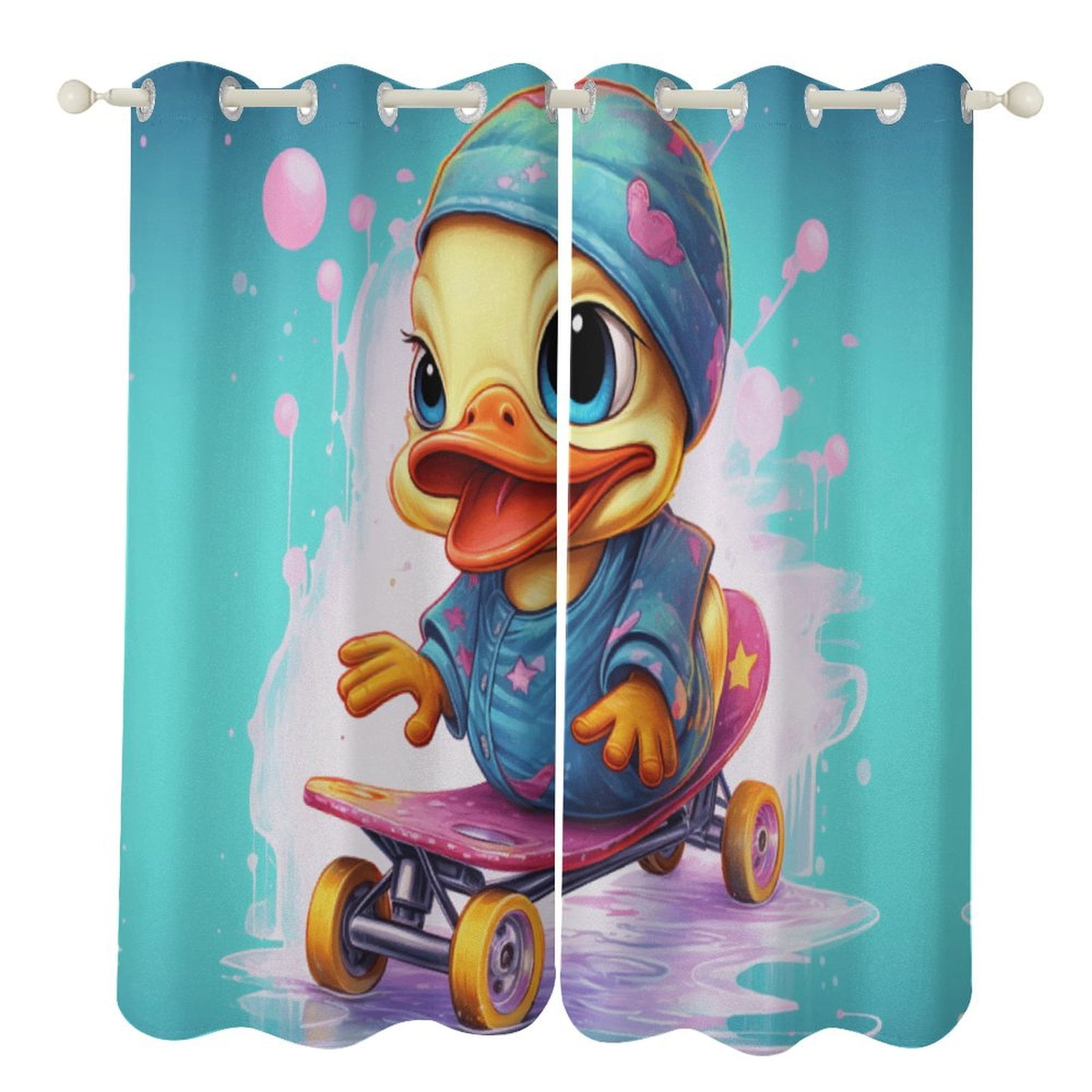 Q-version Funny Little Yellow Duck Window Curtain Panels Grommet ...