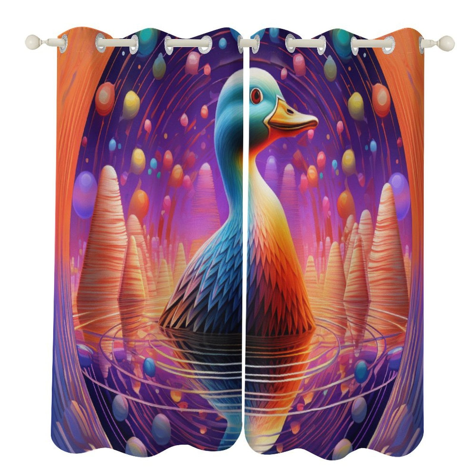 Q-version Funny Little Yellow Duck Window Curtain Panels Grommet ...