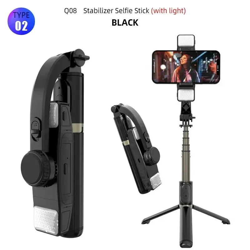 Q08 Mobile Phone Holder Video Stabilizer Bluetooth Selfie Stick Tripod ...