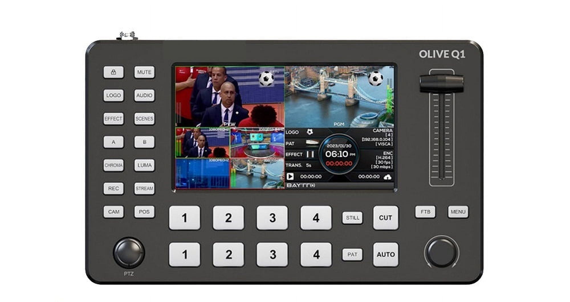 Q1 5 Inch 4 Channel Video Switcher Full HD Screen Live Switcher Push ...