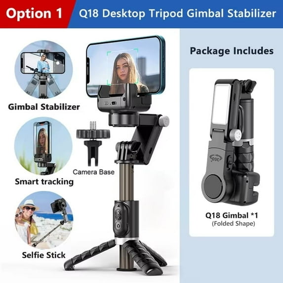 Q18 3-in-1 Handheld Smart Tracking Gimbal Stabilizer with Fill Light ...