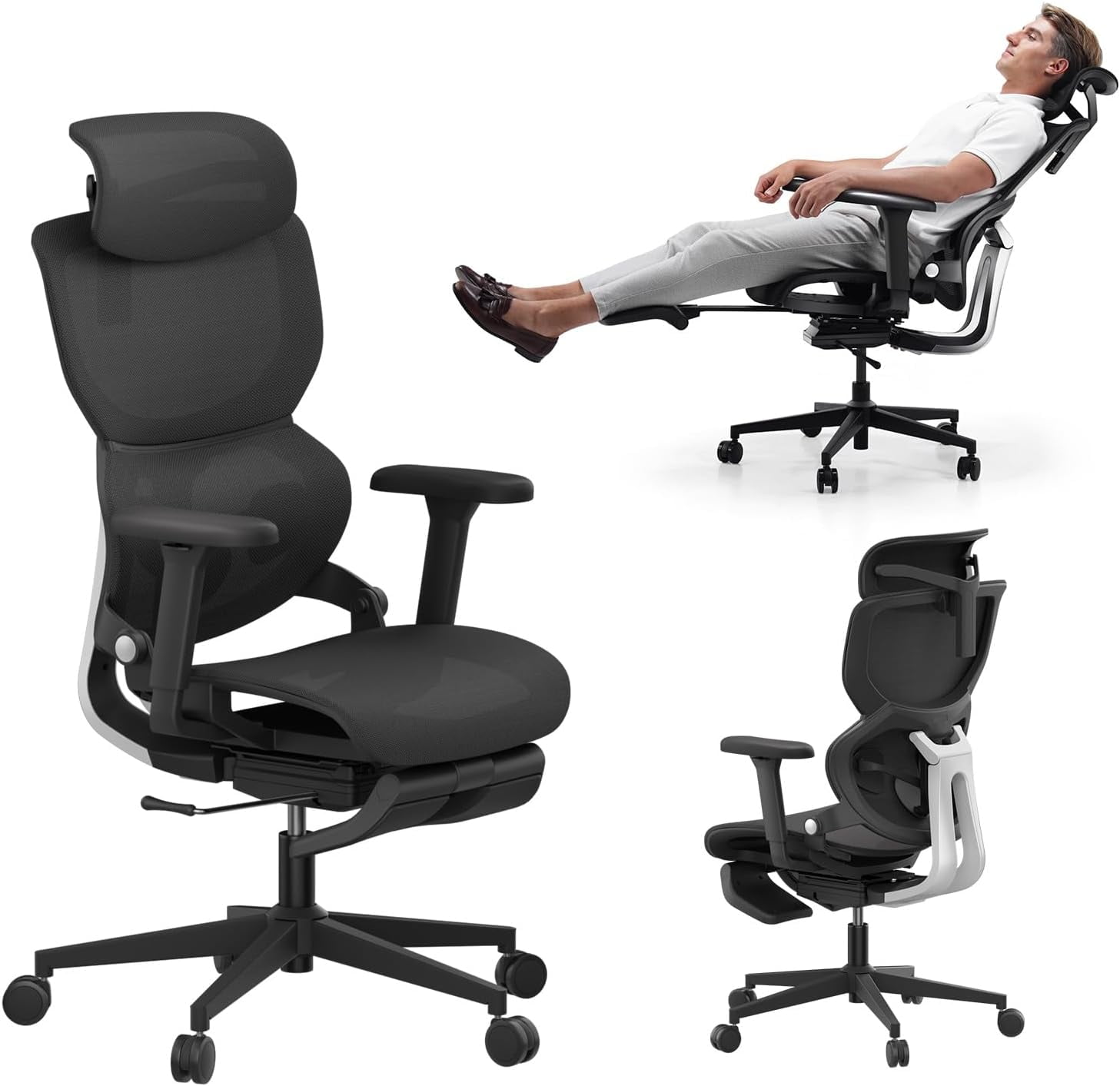 Q3-MT Ergonomic Office Chair with Footrest Home Office Ergonomic Chair ...
