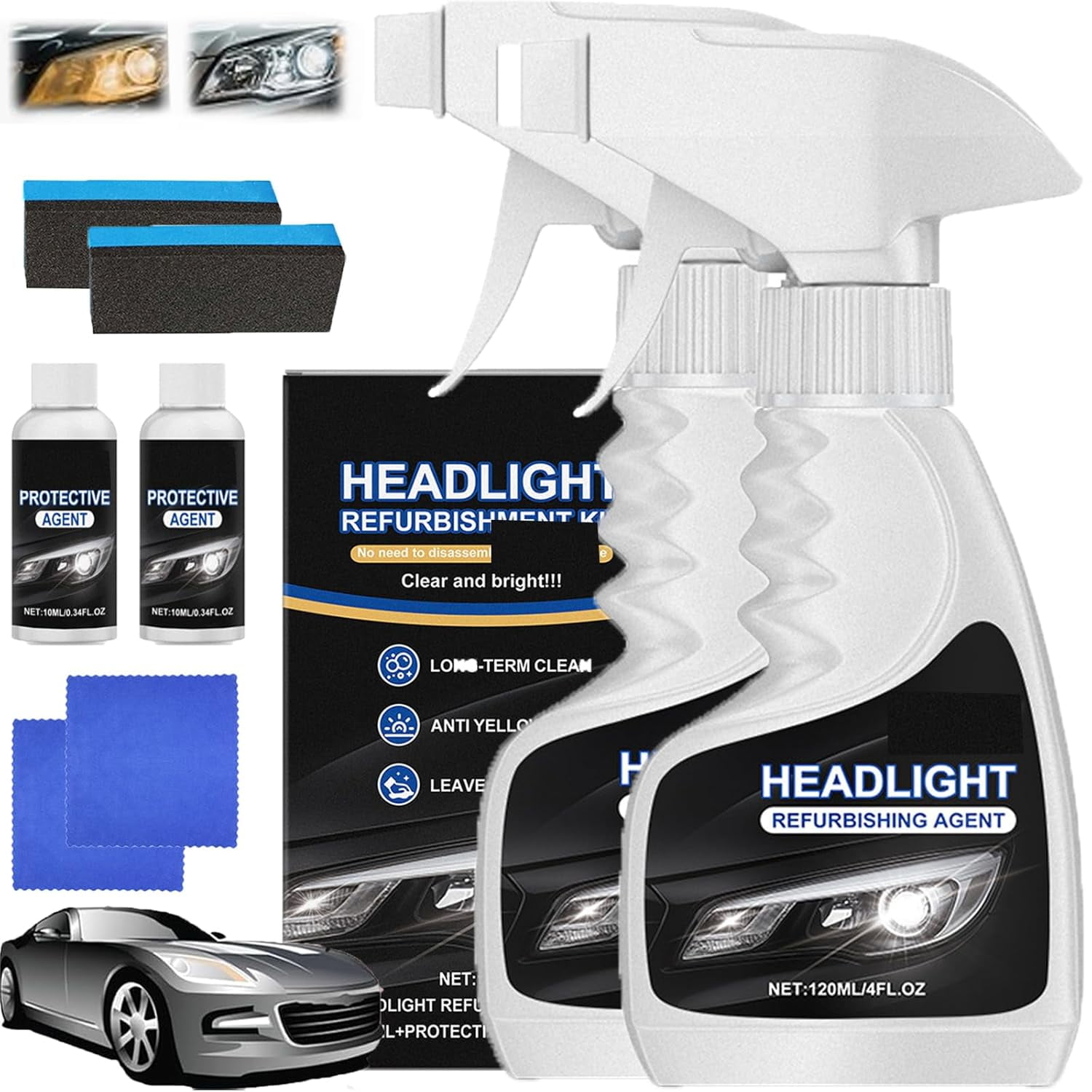 Q4 Headlight Restoration, Headlight Cleaner and Restorer Kit ...