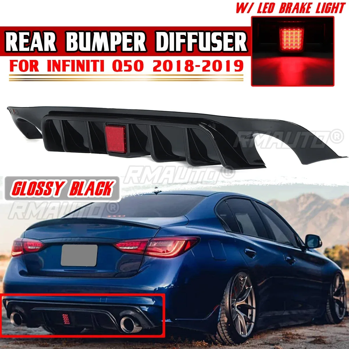 Q50 Car Rear Bumper Diffuser Spoiler Rear Diffuser Spoiler Protector W ...