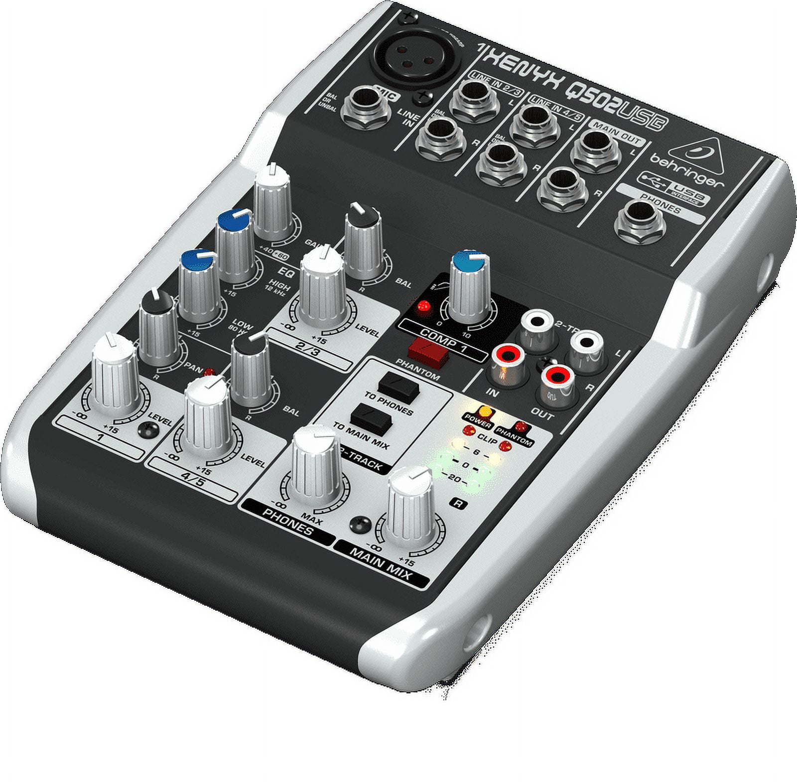 Q502USB 5-Input 2-Bus USB Audio Interface Mixer w/ XENYX Mic Preamps ...