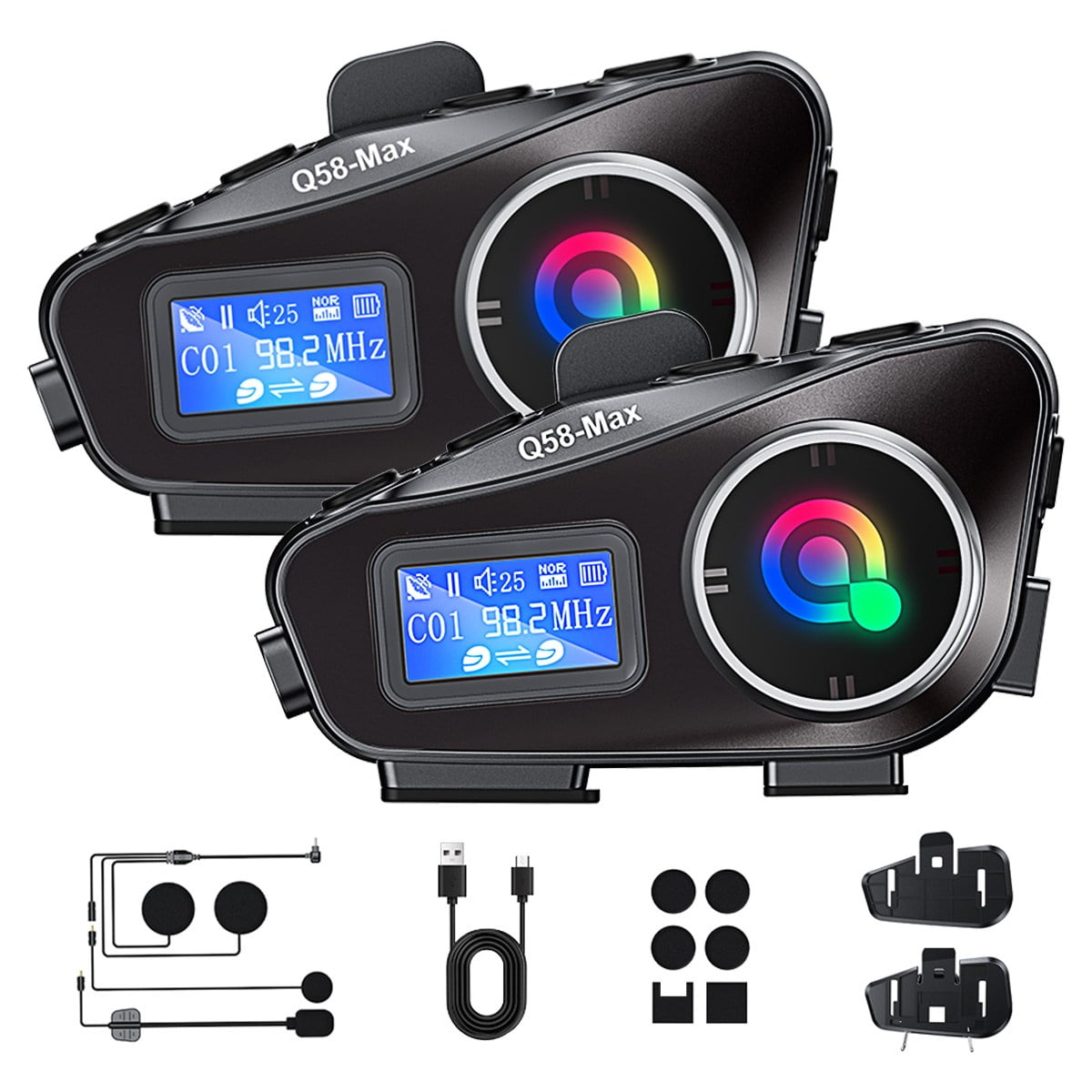 OKEPOO Q58 Max Motorcycle Helmet Bluetooth Intercom Audio Intercom Sub Station, IP65 Waterproof ...