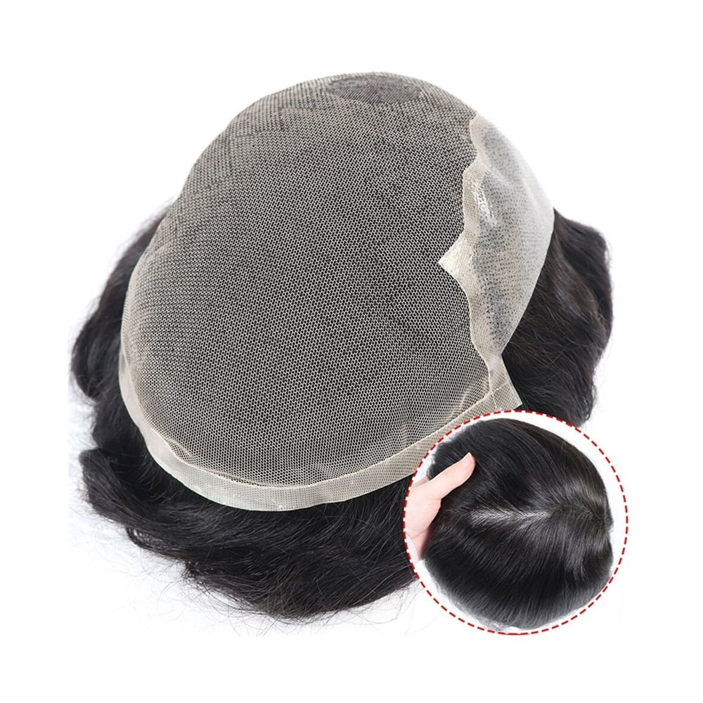 Q6 Base Men's Hairpiece Lace Top with PU Around Men Toupee Human Hair ...