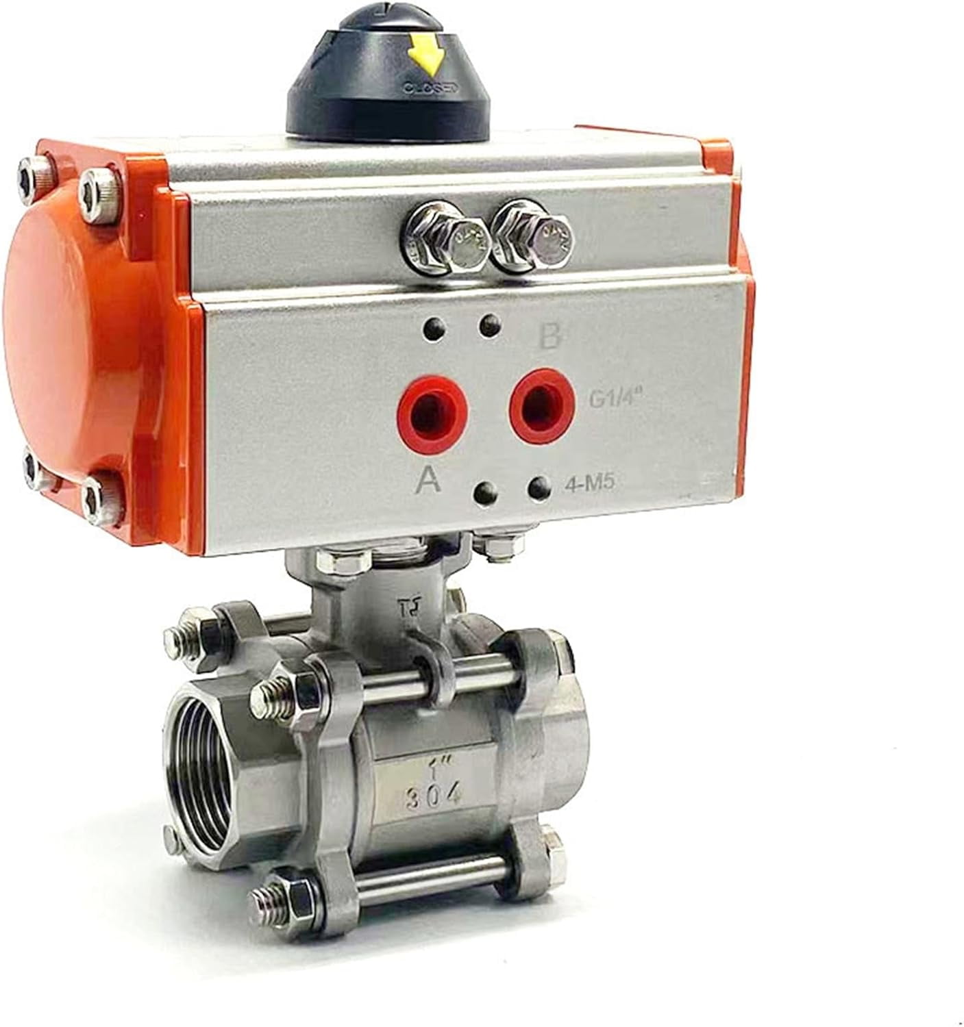 Q611F-16P 1inch Three Piece 304 Stainless Steel High Platform Pneumatic Ball Valve With Double ...