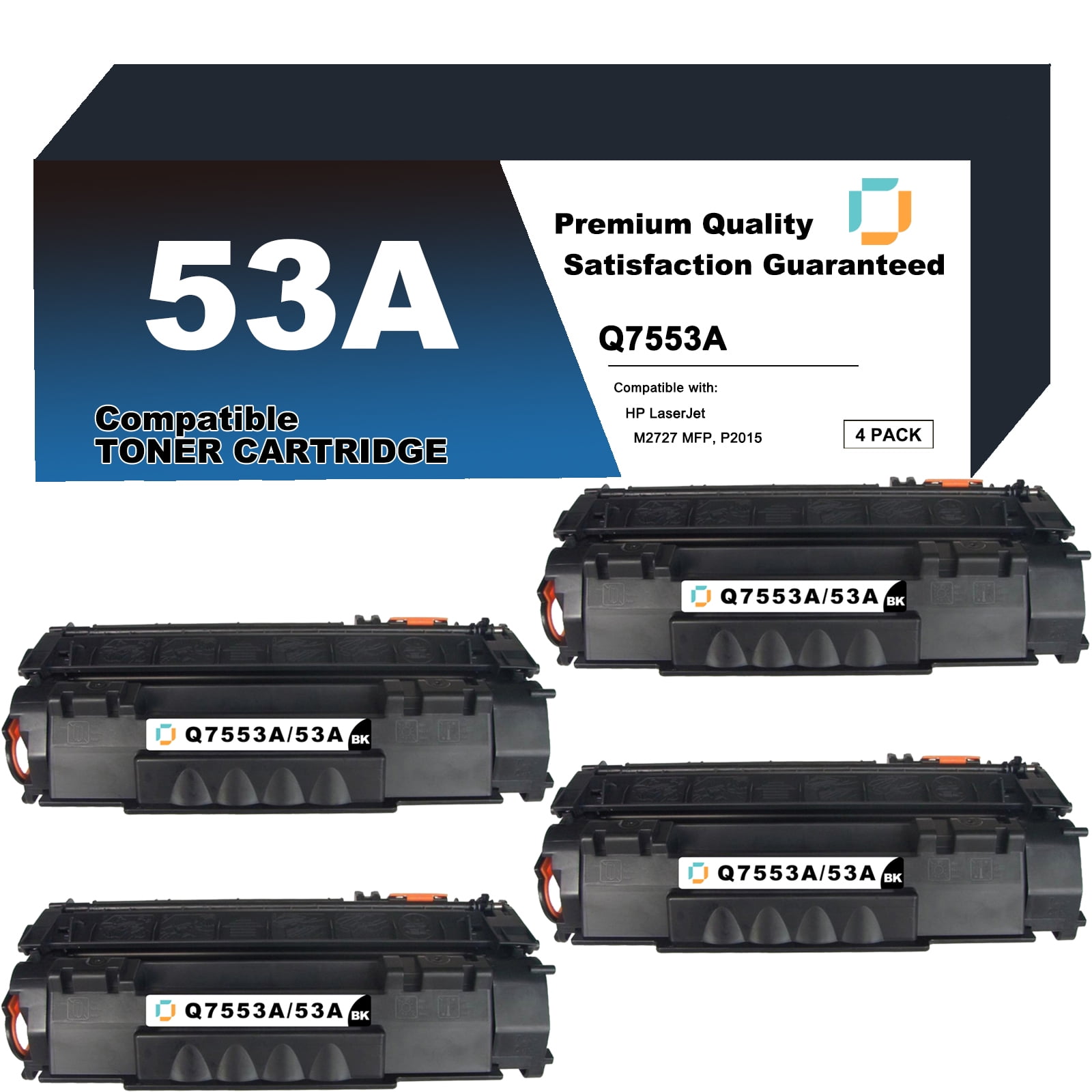 Q7553A Toner Cartridge Replacement Compatible for HP 53A 4 Pack to use ...