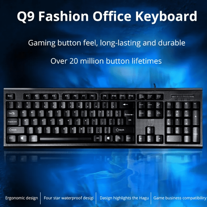 Q9 Single Keyboard USB Square Mouth Business Office Home PS2 Round Hole ...