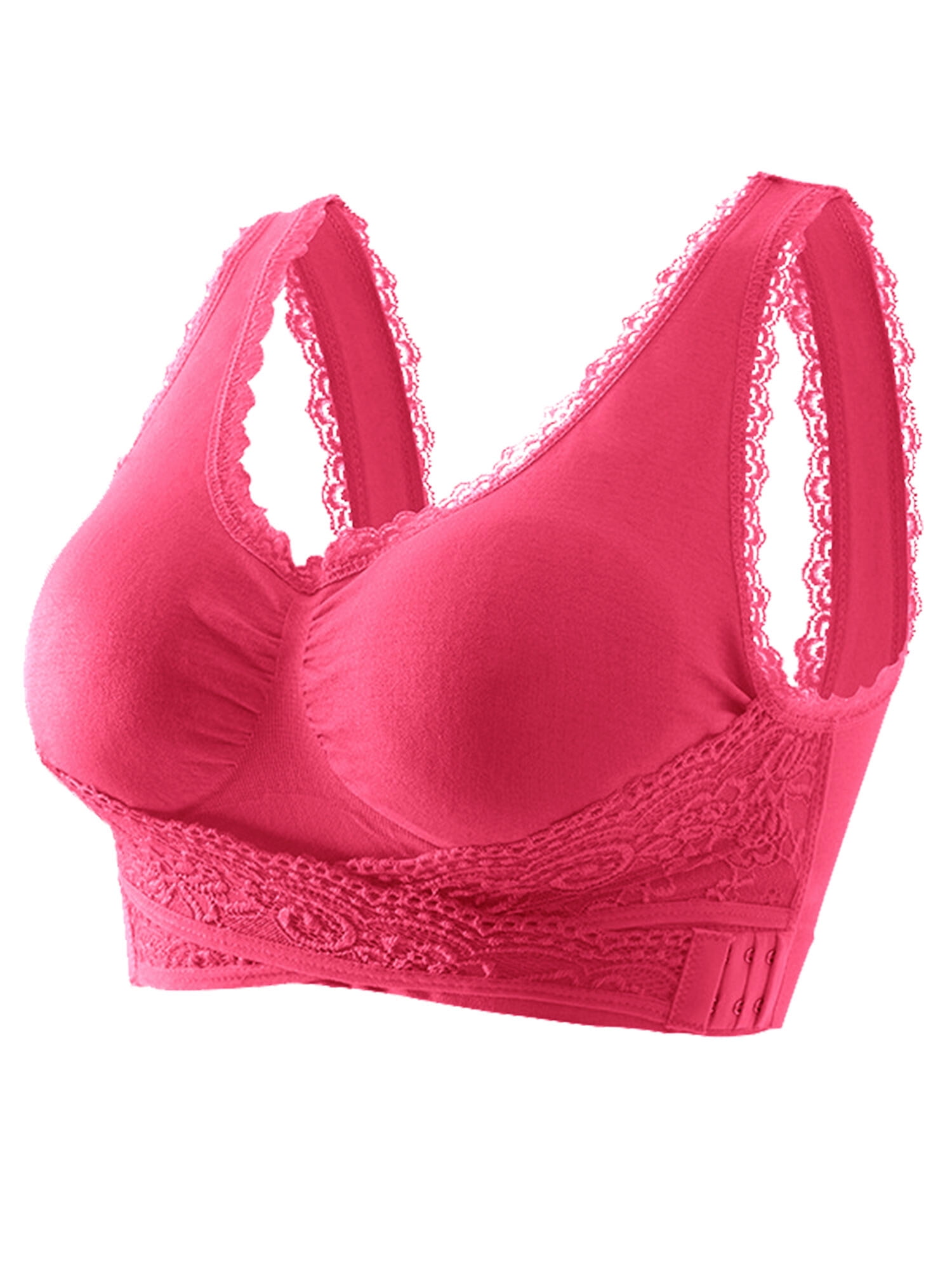 QAFOPEH Women Cross Front Side Buckle Removable Padded Lace Sports Bras ...