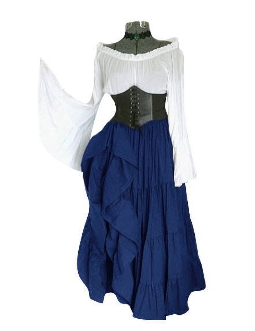 QAFOPEH Women Party Vintage Renaissance Trumpet Sleeve Corset Ruffled ...