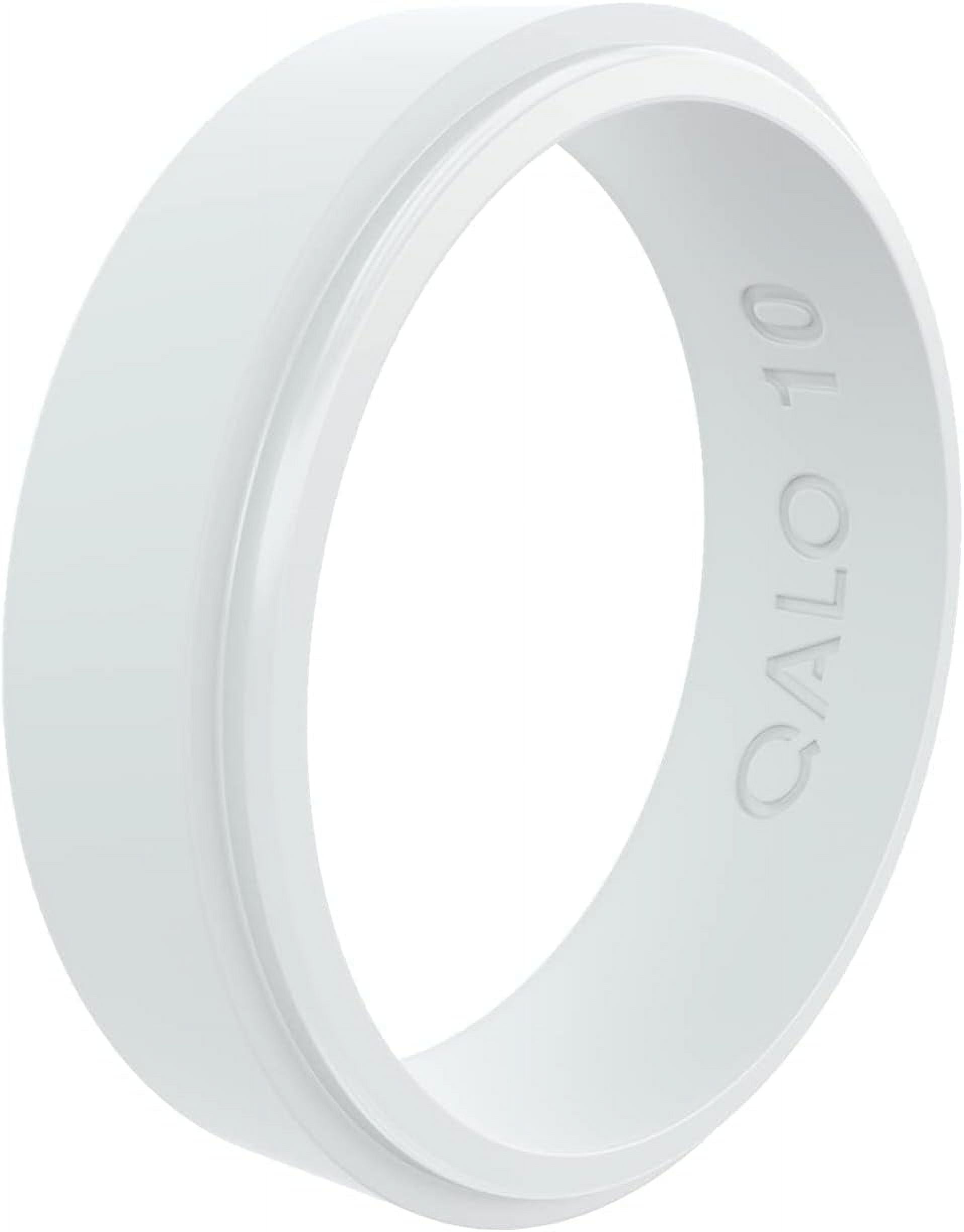 QALO Men & Women's Rubber Silicone Ring, Narrow Polished Step Edge ...