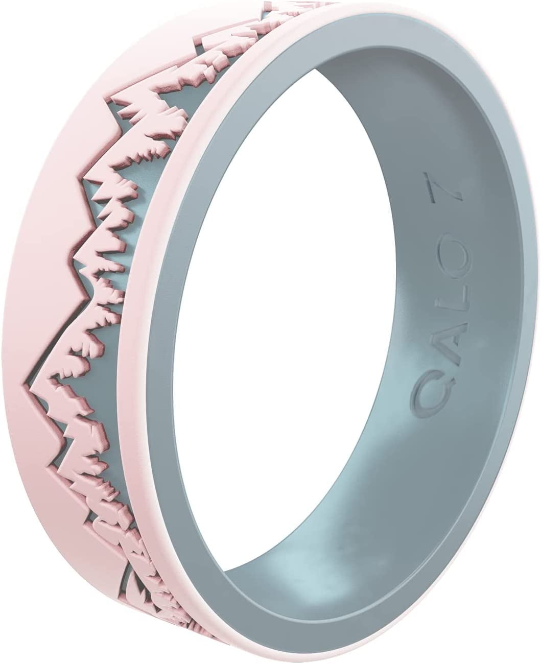 QALO Men's Rubber Silicone Ring, Classic Thin Line Rubber Wedding Band ...