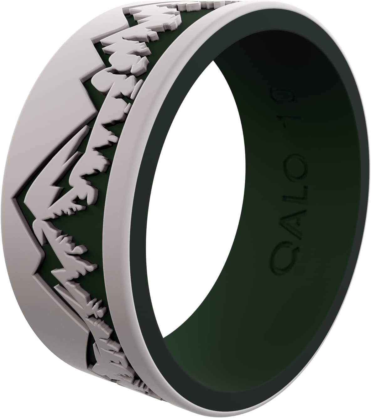 QALO Men's Rubber Silicone Ring, Frost & Forest Ridgeline Strata ...