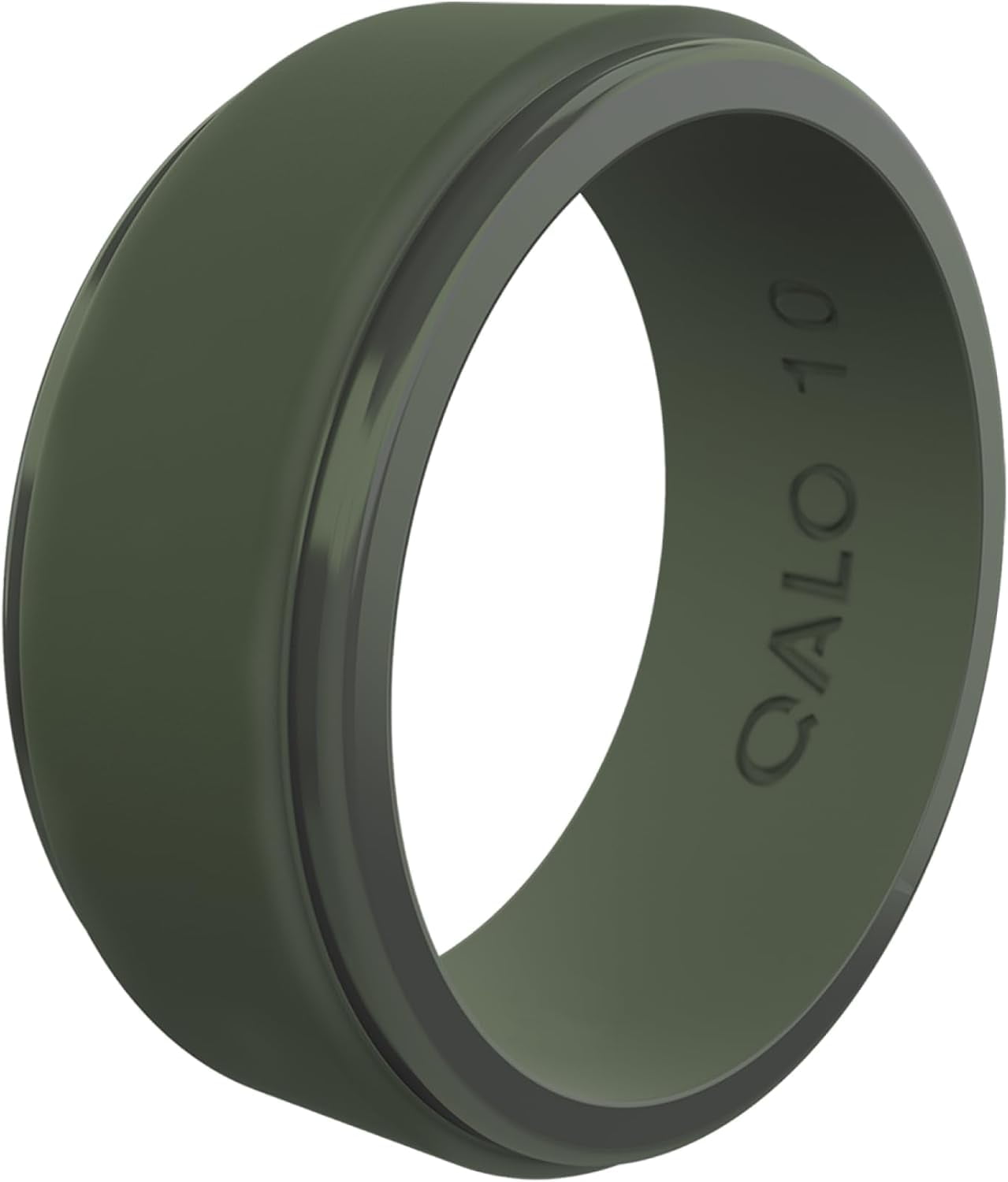 QALO Men's Rubber Silicone Ring, Polished Step Edge Rubber Wedding Band ...