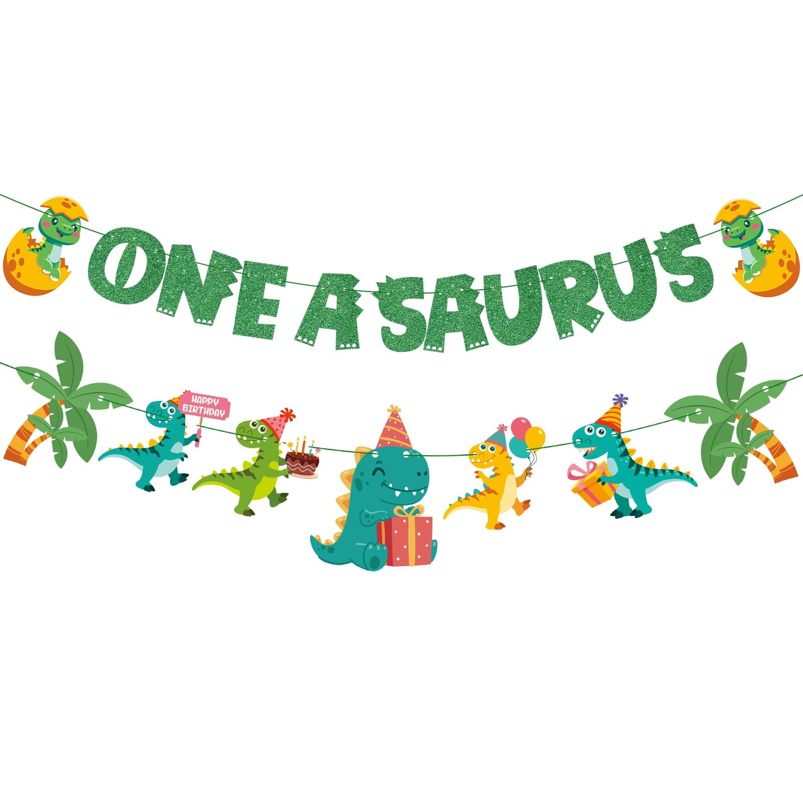 QAMEGX One a Saurus Birthday Banner- Dinosaur Birthday Banner for Boy ...