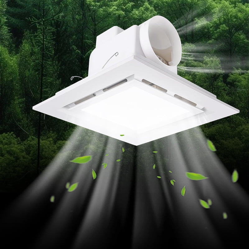 QAQ 144CFM Bathroom Exhaust Fan with Light, 15W LED Light & 35W Ventilation Fan, Ultra Quiet 1.0 ...