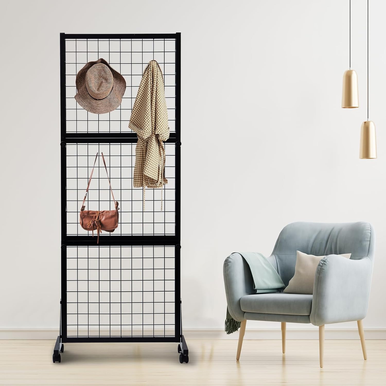 QAQ 2'x5.3' Craft Display Display Board with T-Base Floorstanding on Wheels, with 10 Hooks,Wire ...