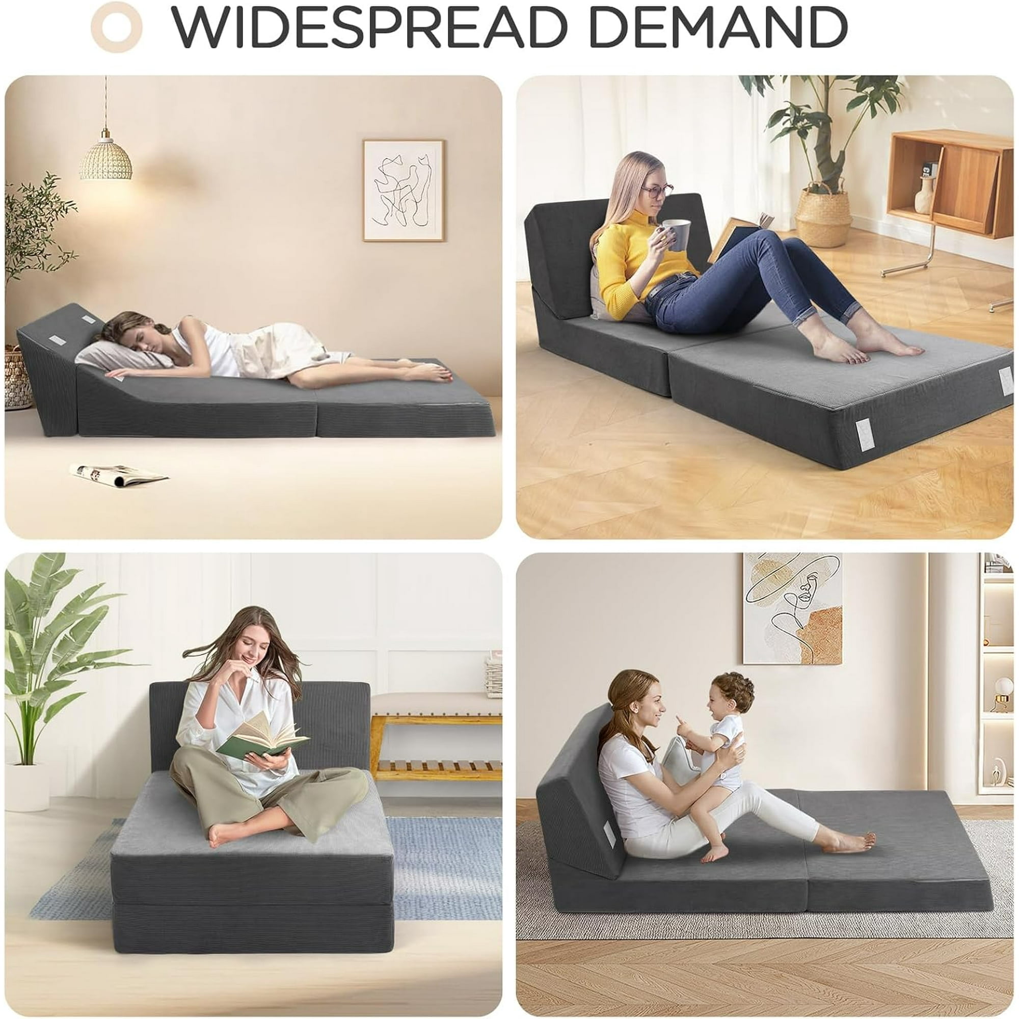 QAQ Folding Sofa Bed,Memory Sponge Couch, 3-in-1 Convertible Sleeper ...