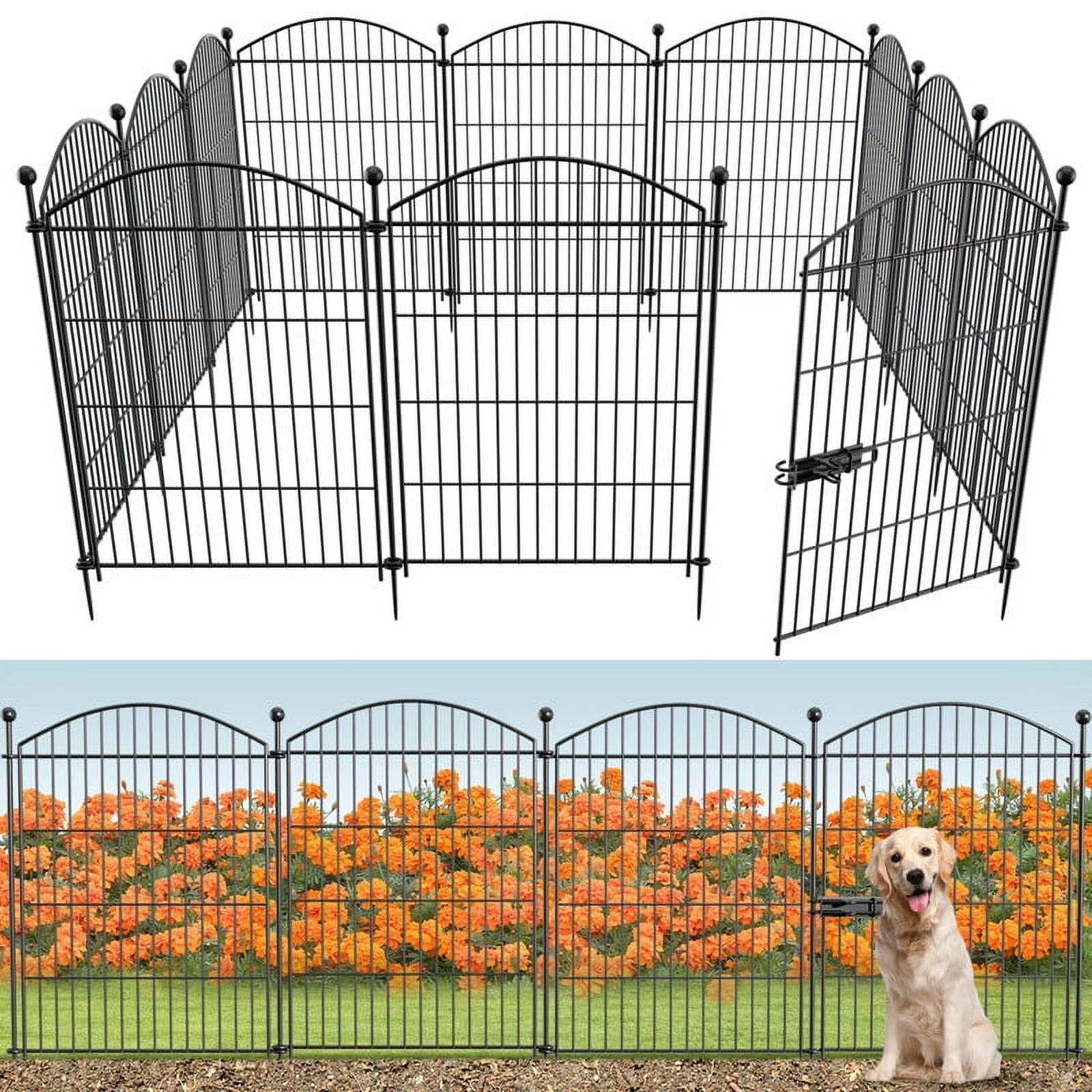 QAQ Garden Fence Animal Barrier with Gate Rustproof Metal Wire Tall Fencing Border Outdoor no ...